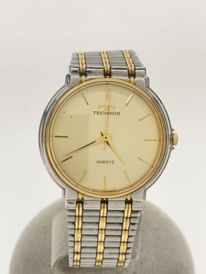 Technos Watch Men's Round Quartz Gold 28mm Vintage Swiss Made Japan | eBay