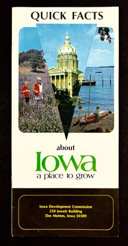 1970s Quick Facts About Iowa A Place To Grow Vintage Travel Brochure | eBay