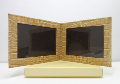 Photo Frame Leather Bifold holds TWO 4x6" Photos Horizontal Graphic ...