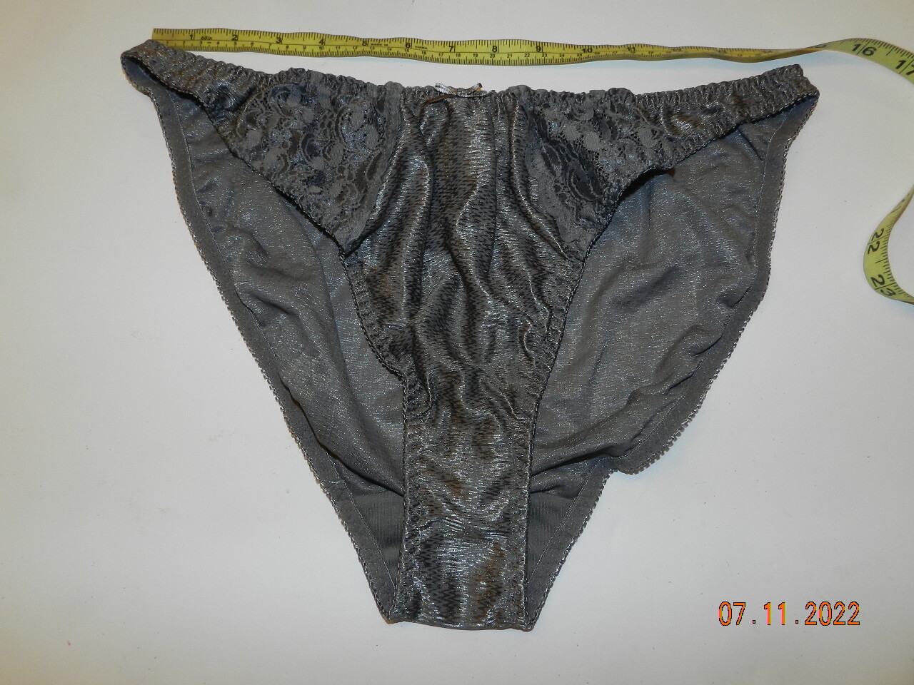 Vintage Second skin panties 3X gray lace trimmed hi-c… - Gem