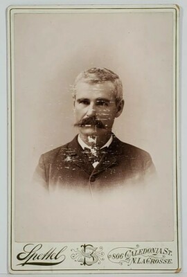 LaCrosse Wisconsin Man Mustache Portrait Spettel Studio Cabinet Card ...