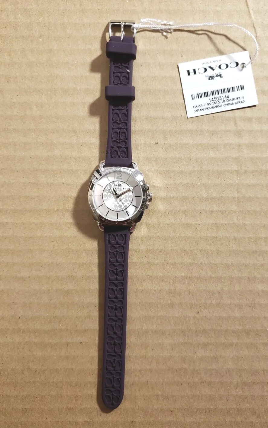 Coach Women BOYFRIEND Purple Logo-embossed Rubber Strap Watch 34mm ...