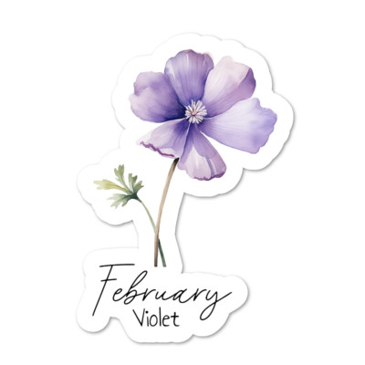 February Violet Vinyl Sticker, Water Resistant, Scrapbooking, Laptop, 2 ...