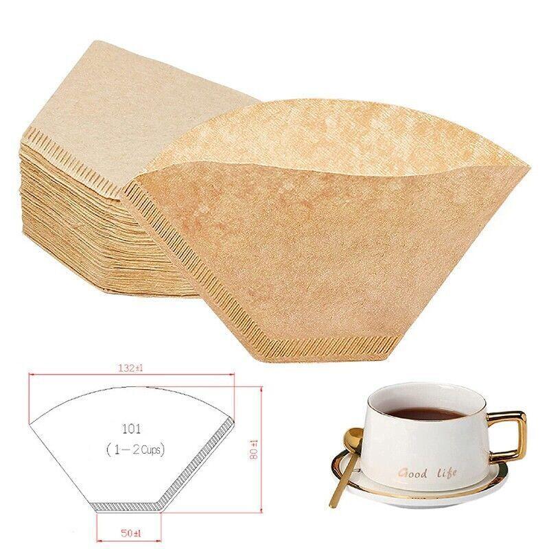 100PCS Coffee Filter Paper Natural Unbleached Original Wooden Drip ...