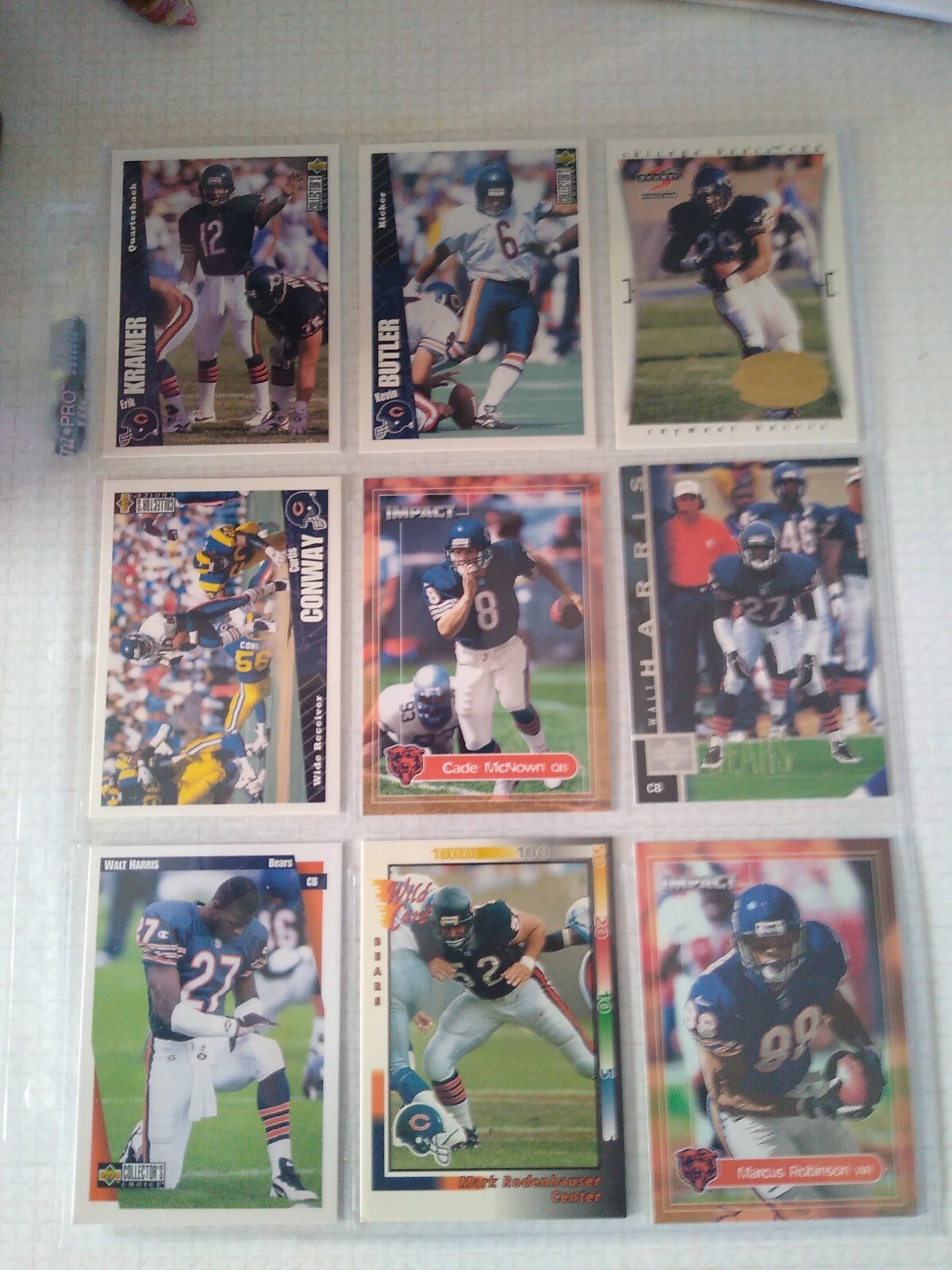(9 Cards) Chicago Bears - Eric Kramer, Cade McNown, Curtis Conway ...