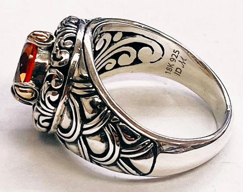 HSN Bali Designs Sterling Silver & 18K Created Orange Sapphire Ring ...