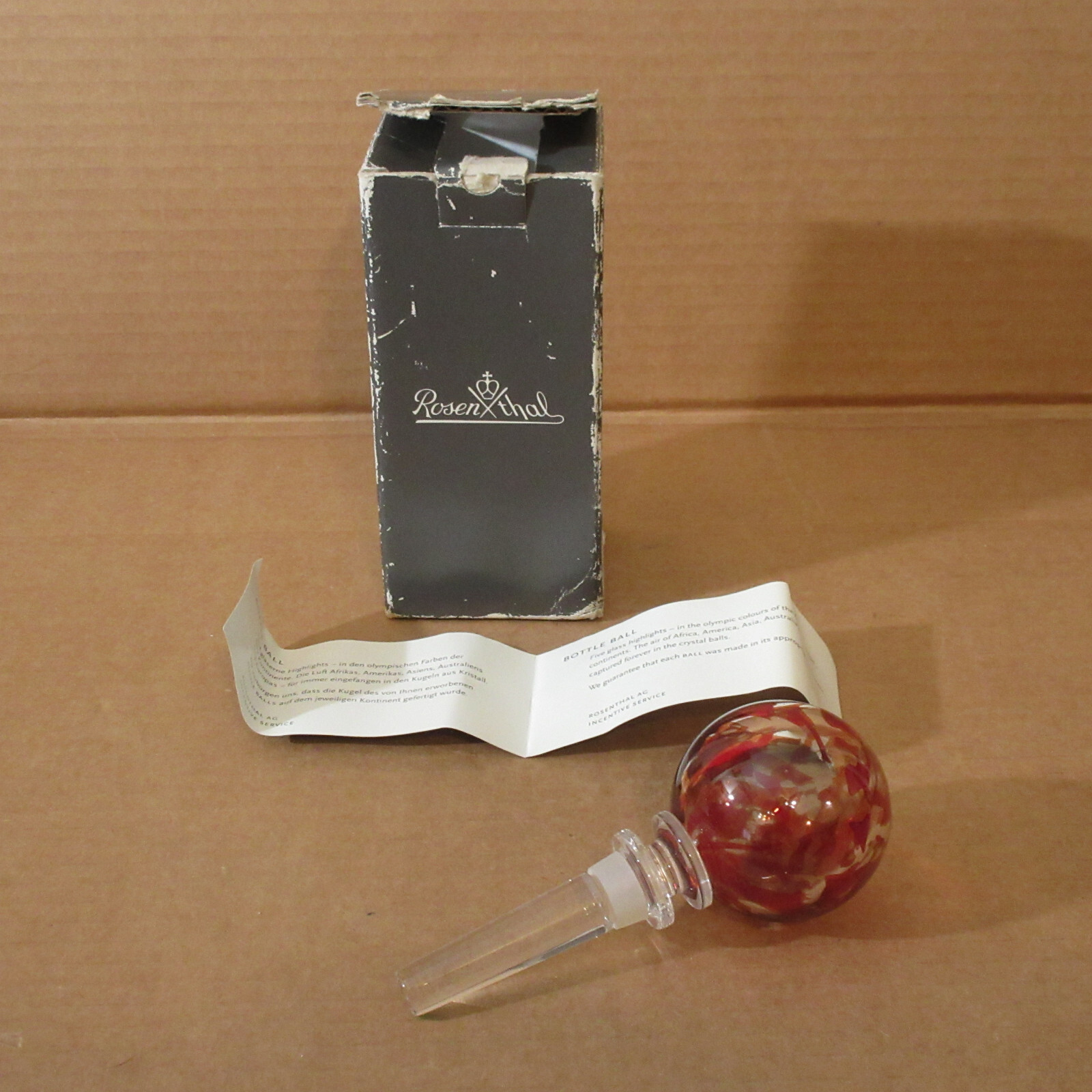 Rosenthal Crystal Air Five Continents Red Sphere Wine Bottle Stopper 5 ...