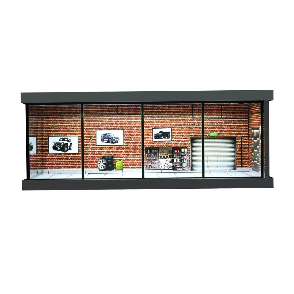 1:64 Diorama Diecast Car Garage Model LED Parking Lot Scene Display ...
