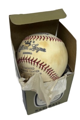 Vtg Official League Ball /Cardboard Box Baseball Maumee Co Adrian MI ...