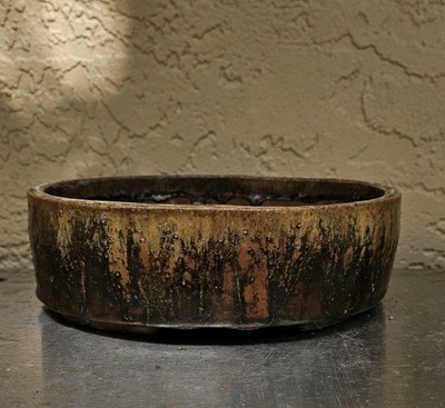 Brown Streaked Glaze Bonsai Pot By Master Artist Dan Beeman Wood Fired ...