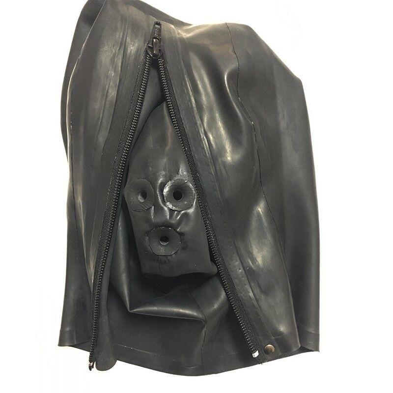 Latex Gummi Rubber Hood Mask Full Enclosure with Nasal&Oral tubes BDSM ...