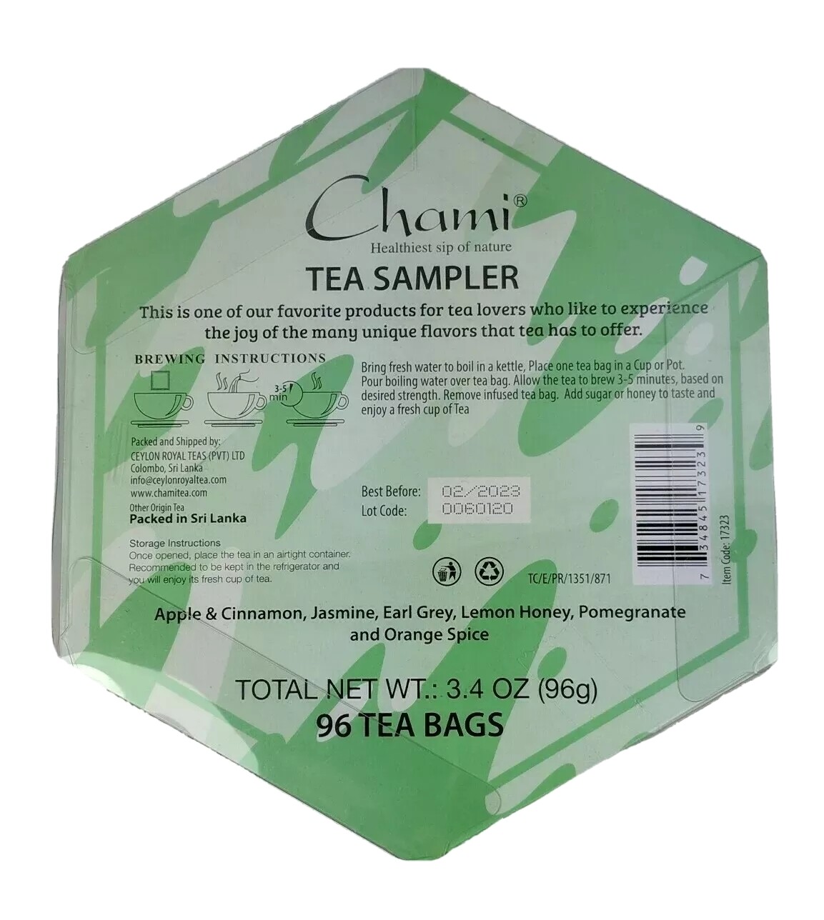 Chami 6 Flavor Tea Sampler 96 Tea Bag Sachets Assorted Tea Gift Set | eBay