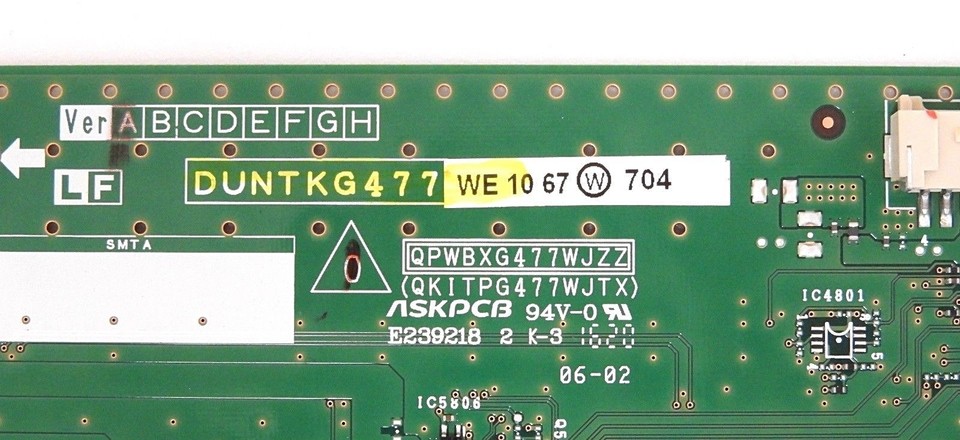 Sharp LC-80LE661U / LC-80LE661UB T-Con Board DUNTKG477FM10 ...