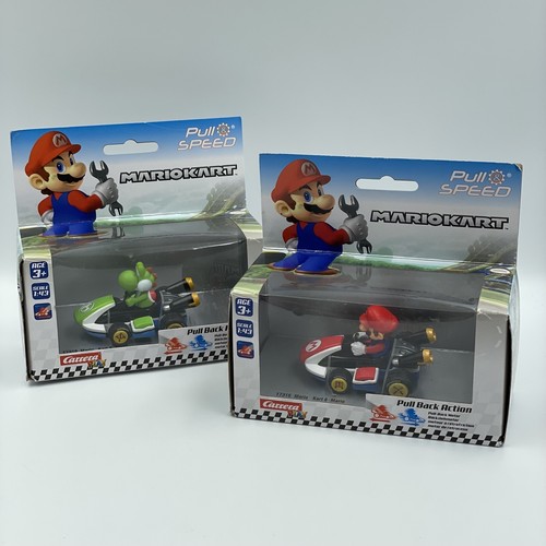 2 x Mario Kart Cars Pull Back Mario & Yoshi Nintendo 1:43 Scale Go-Kart ...