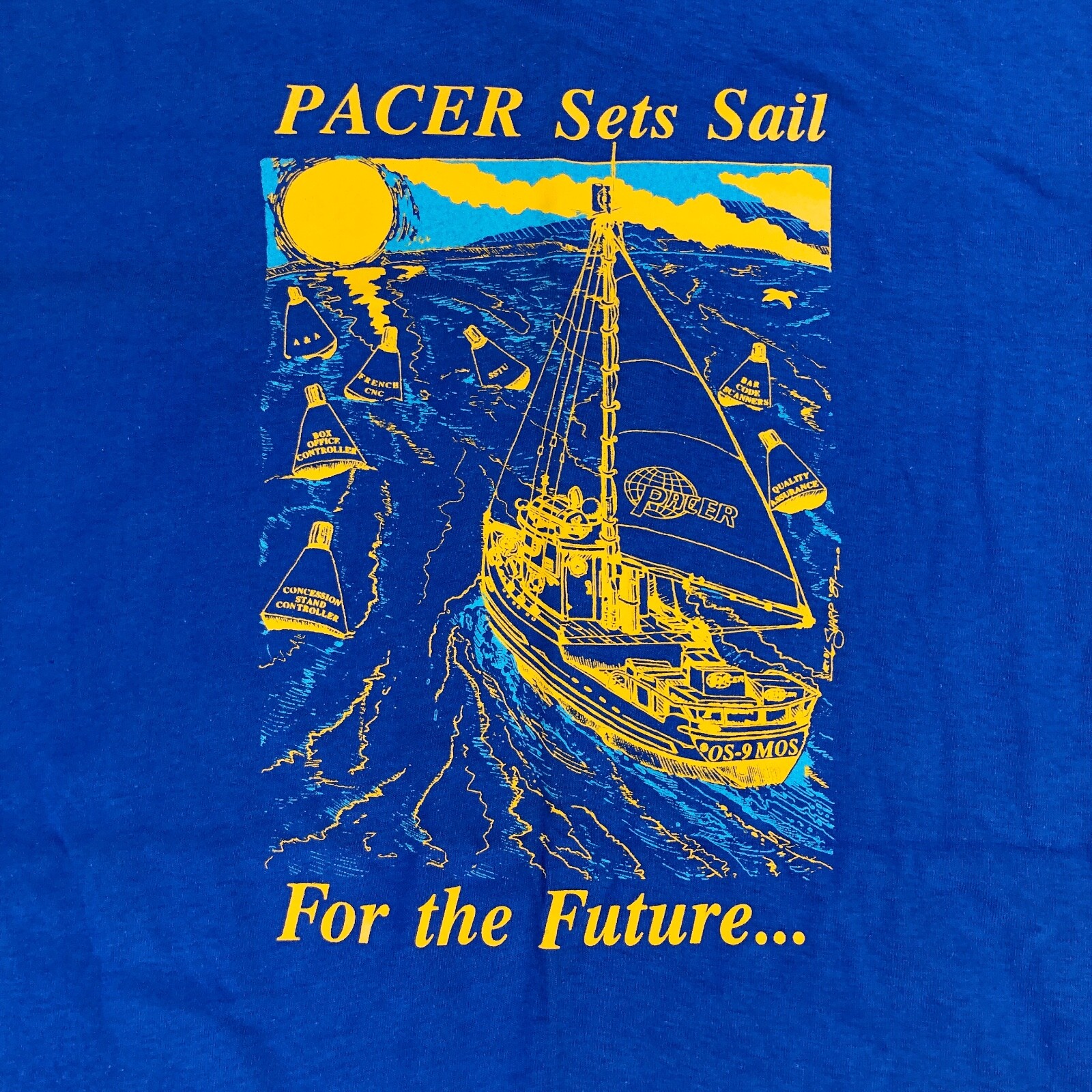 VTG Pacer Sailing T-Shirt 80s Single Stitch Boat Art Ocean Graphic Tee ...