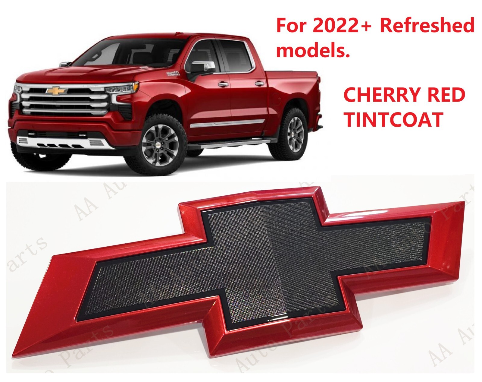 2022-2024 Refreshed Chevy Silverado 1500 Front Red Black Bowtie Emblem ...