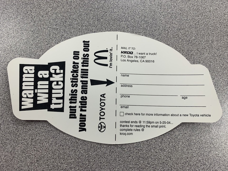 World Famous KROQ 106.7 FM Bumper Sticker Blue 2004 McDonalds | eBay