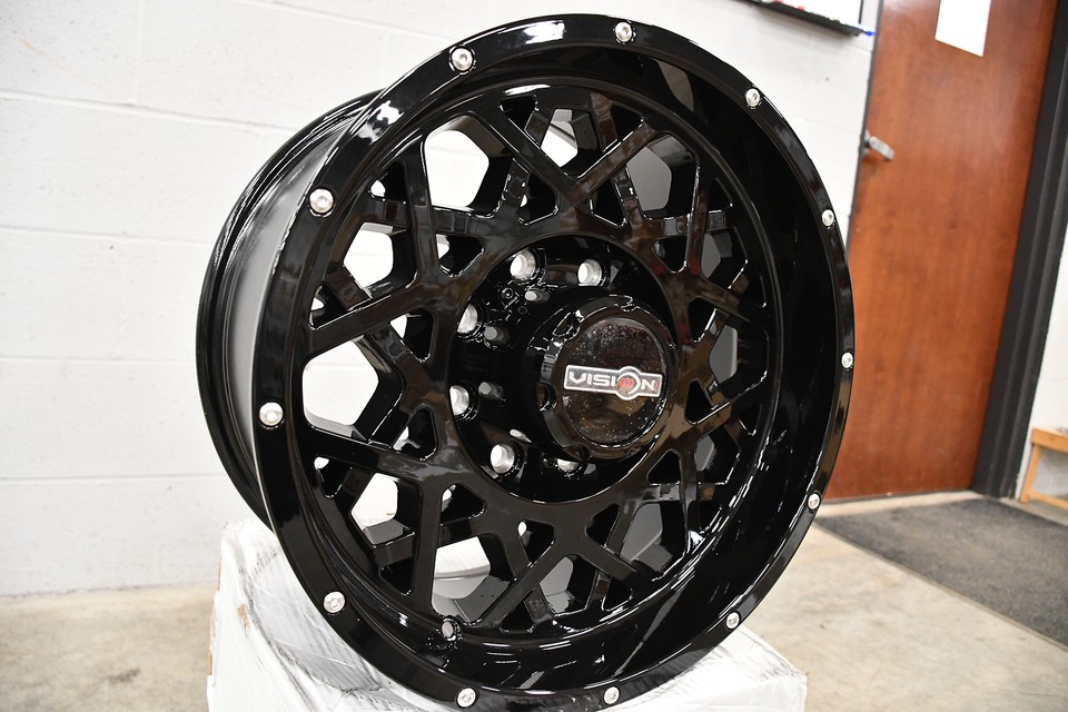 Set 4 22" Vision Off-Road 412 Rocker Gloss Black Wheels 22x10 6x5.5 ...