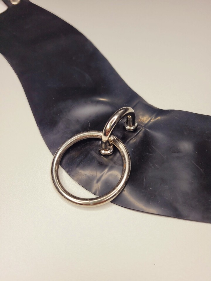 Black Latex Rubber Corset Posture Binding Bondage Neck Collar Cuff BDSM ...