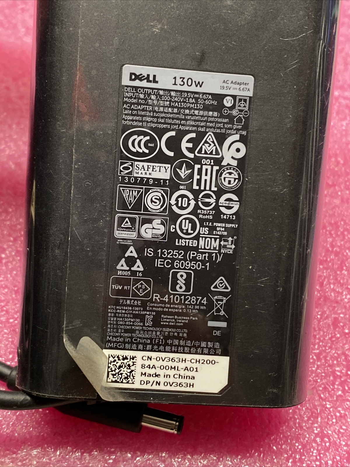 Genuine Dell HA130PM130 Slim AC Adapter 19.5V 6.67A Power Charger 130W ...