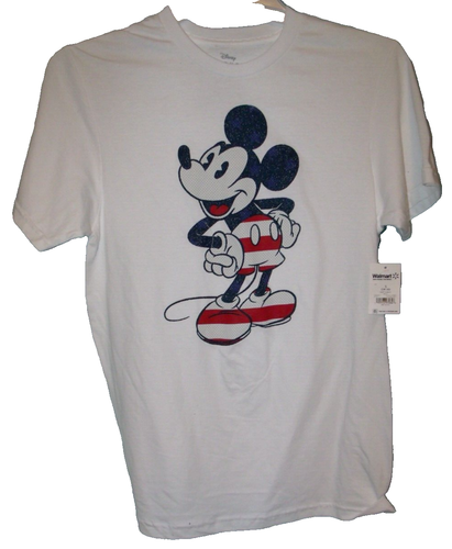 Mickey White Red White Blue Patriotic Themed Crew Neck T-Shirt Size S ...