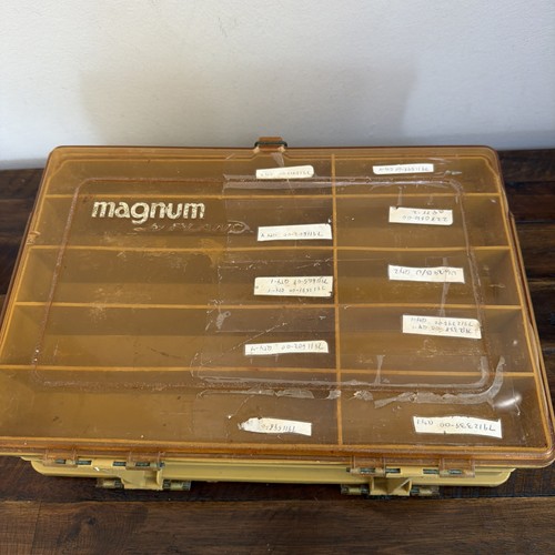 VINTAGE FISHING TACKLE BOX Weights Lures Plano Magnum Storage Case Dbl ...