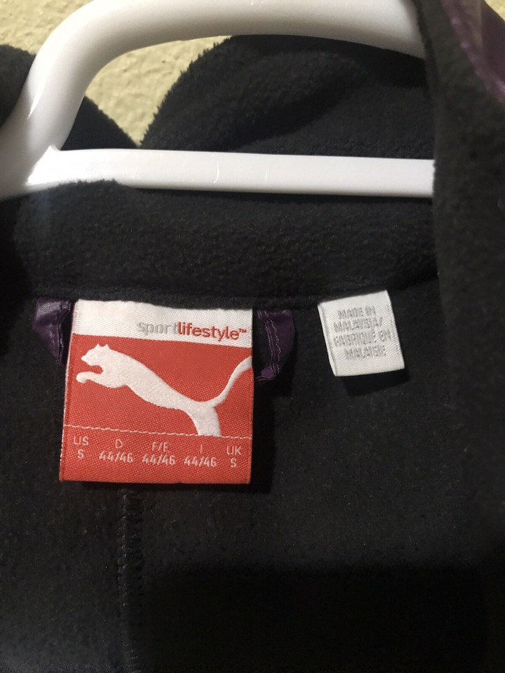 Puma Men Full Zip Fleece Hooded Jacket Coat Purple Black Sz Small Style ...