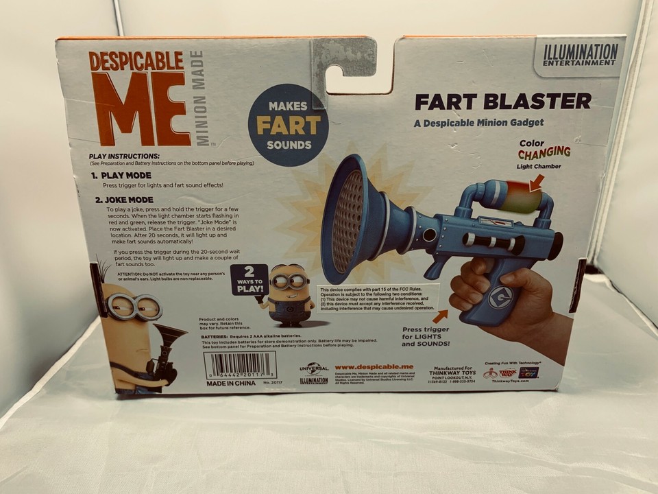 Despicable Me Fart Gun Blaster Gun w/ Color Changing Chamber NEW Lights ...