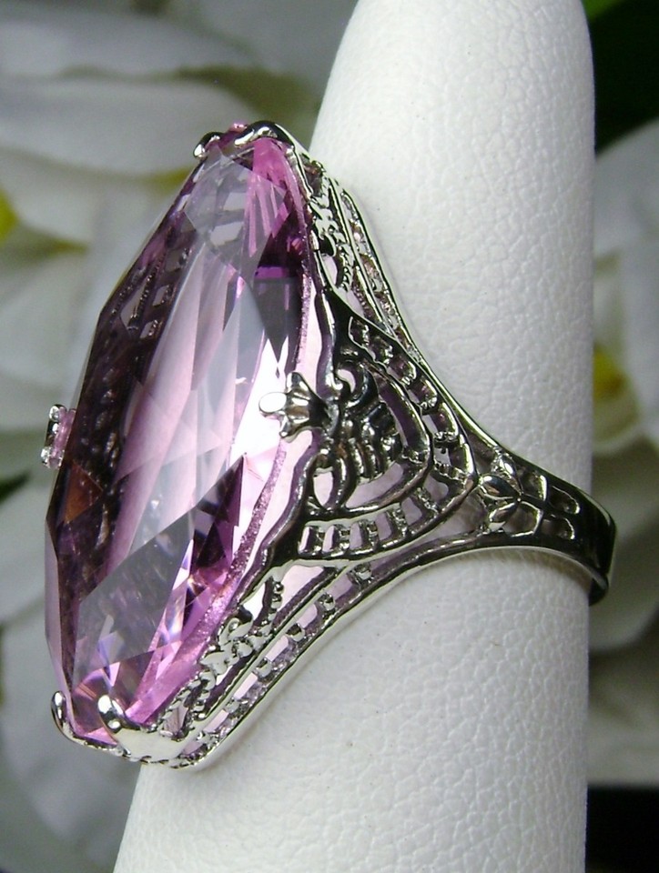 Art Deco 13ct Big Sim Pink Topaz Sterling Silver Ring U.S. SELLER D75 ...