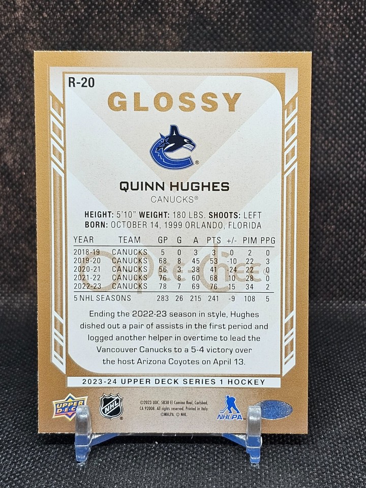 Quinn Hughes 2023-24 Upper Deck Series 1 O-Pee- Chee Glossy #R-20 ...