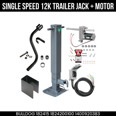 Bulldog Single Speed 12K Trailer Jack with Electric Motor Kit & Manual ...