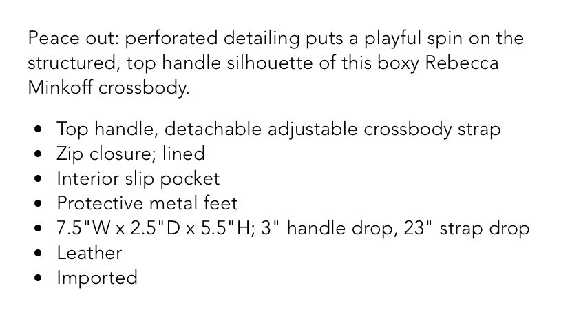 Rebecca Minkoff Gray Perforated Peace Sign Box Top Handled Crossbody ...