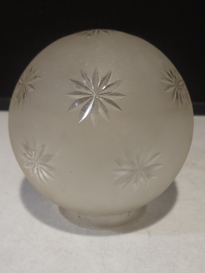 Vintage Frosted Etched Atomic Star Glass Ball Gas Light Lamp Shade 3 ...