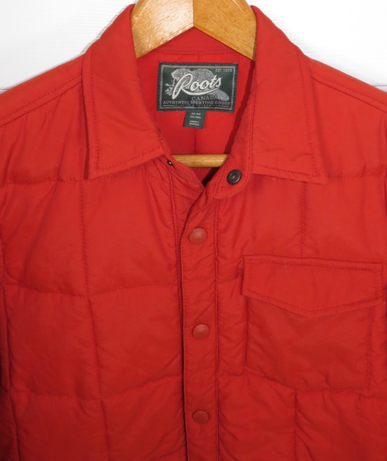 Roots Canada Quilted Puffer Jacket Men's Medium Orange Rust Full Snap ...