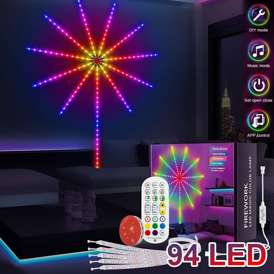 Smart Firework Led Strip Light USB RGB Remote App Control Music Sound ...