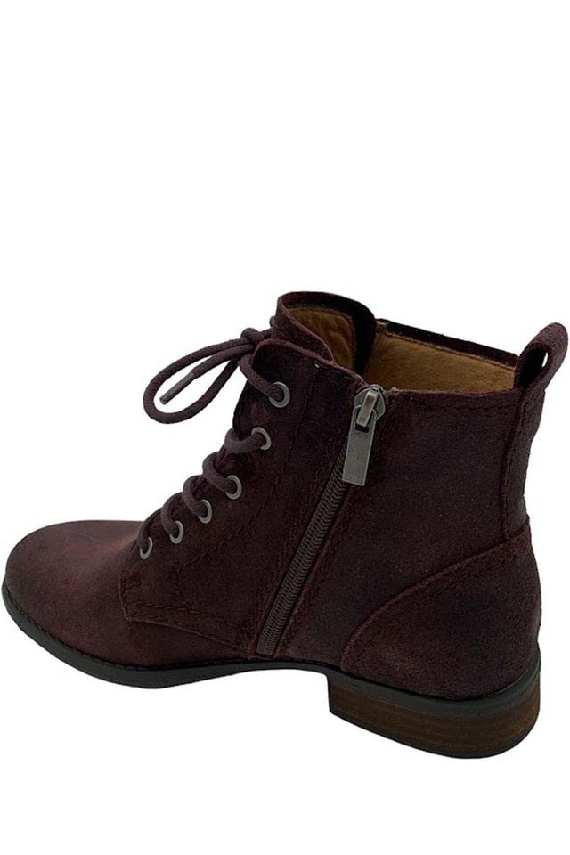 Earth Leather Lace-Up Ankle Boots Janel Dark Red | eBay