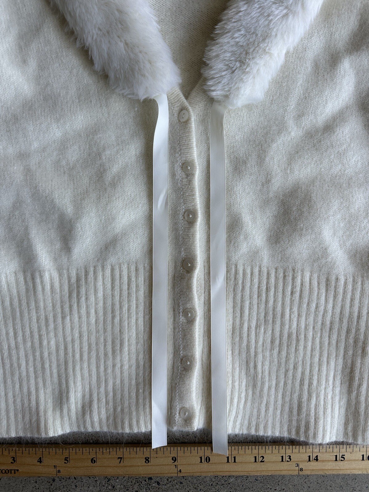 Vintage Marks & Spencer White Angora Rabbit Fur Cardi… - Gem