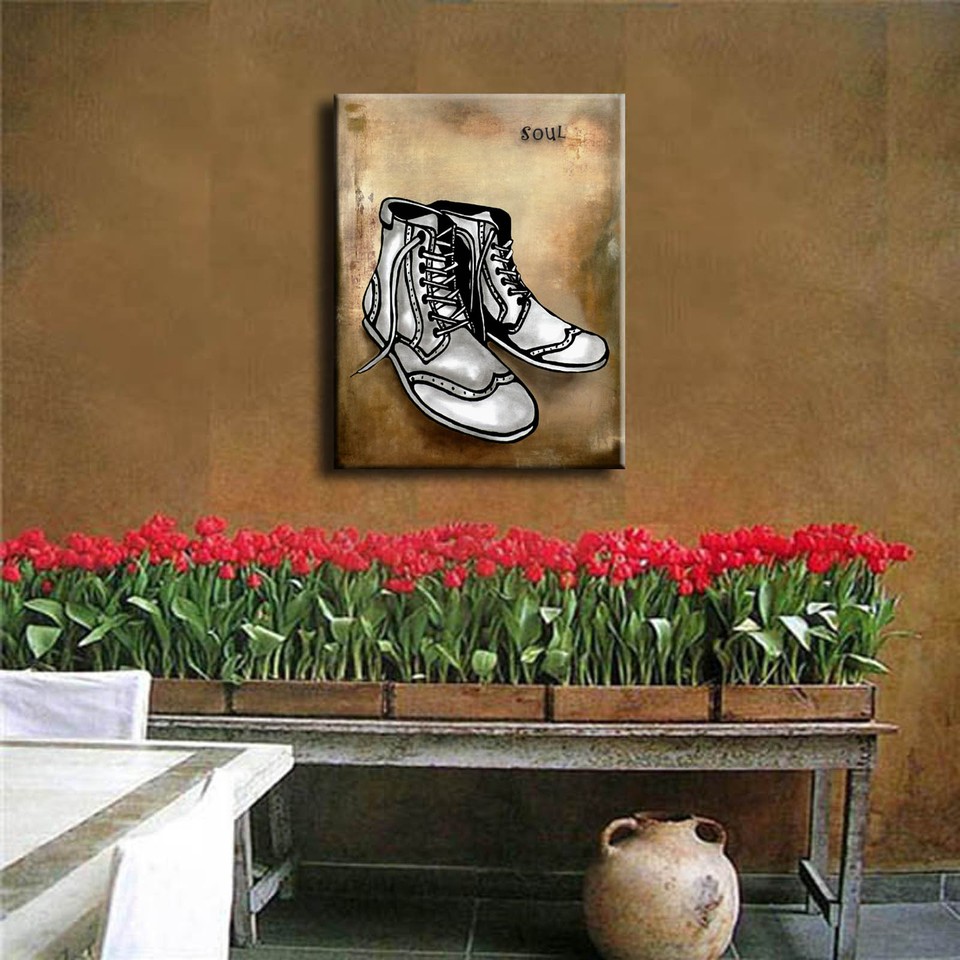 Original Abstract SHOE print Modern Decor HUGE Canvas Wall Art by ...