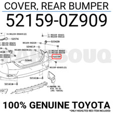 521590Z904 Genuine Toyota Cover Rear Bumper 52159-0z904 for sale online ...