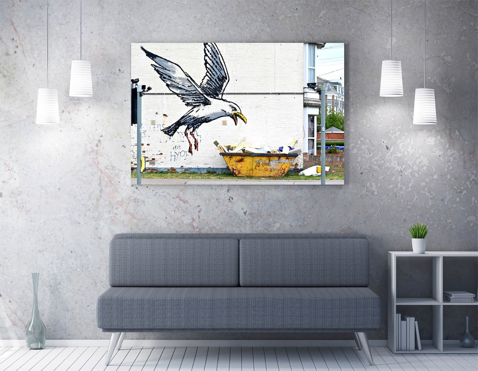 BANKSY SPRAYCATION SEAGULL GRAFFITI ART CANVAS WALL ARTWORK PIC PRINT ...