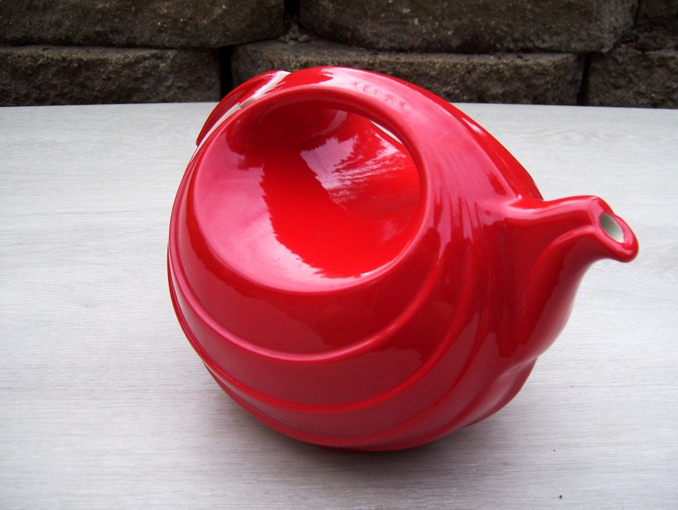 Rare HALL Pottery No. 1400 Rhythm Red Teapot Art Deco Teapot 6-Cup | eBay