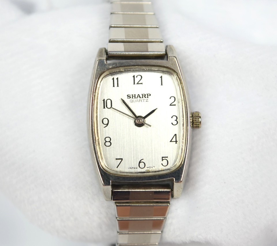 Ladie's Silver Tone Retro Sharp Watch Stainless Steel Stretch Band New ...