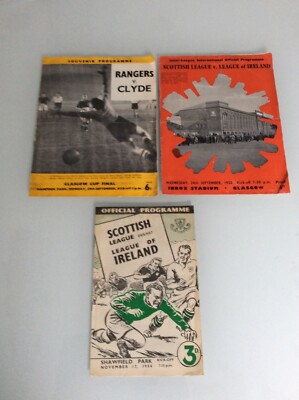 3 X SCOTTISH ITEMS FROM 1954 - 1959 GLASGOW CUP FINAL, INTER LEAGUE ...