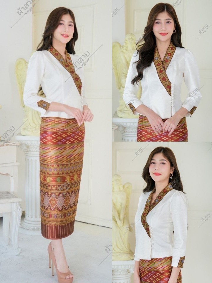 THAI/LAOS TRADITIONAL SILK BLOUSE AND SKIRT SET'S - CHEST SIZE 32" - 46 ...