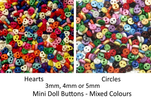 Mini Buttons for Dolls & Soft Toys Clothes - Assorted Colours & Designs ...