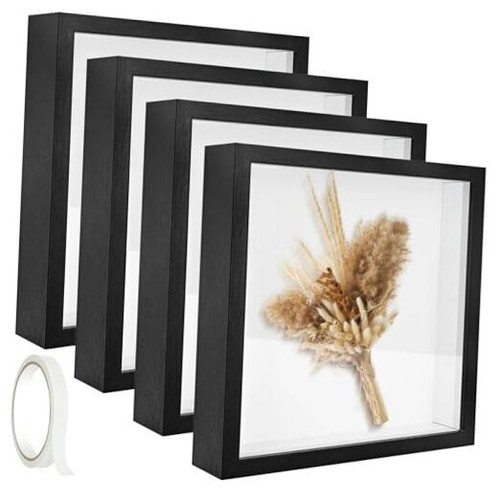 4 Pack 12x12 Shadow Box Frame, Wood Deep Large Shadow Box 12*12 4pcs ...