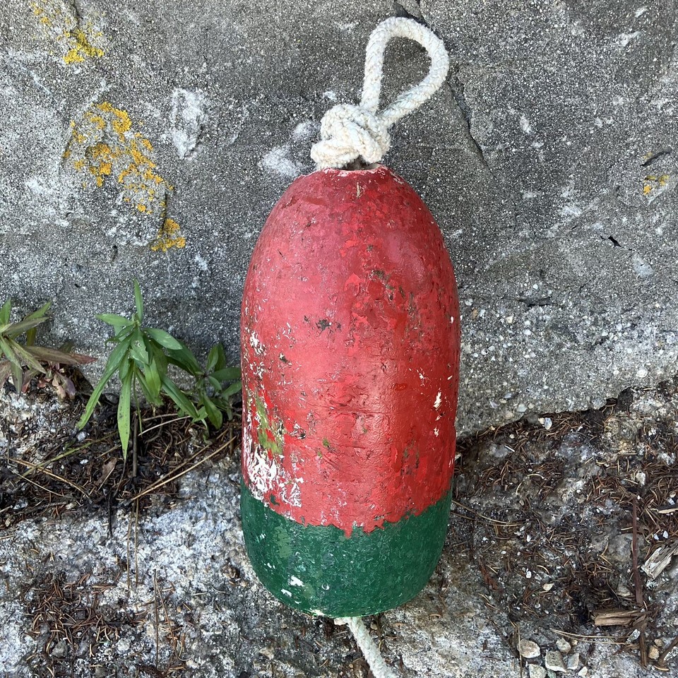 Authentic Maine Lobster Buoy Pot Float Nautical Decor Red & Green Xmas ...