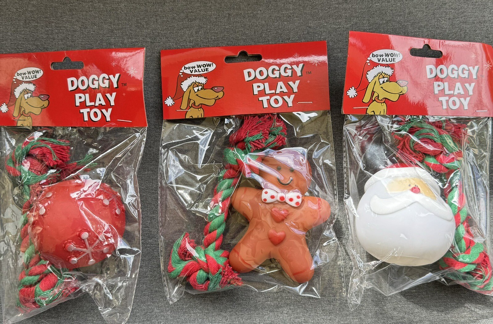 bow wow value squeaky holiday dog toy with 3pc set Snowman, Santa ...