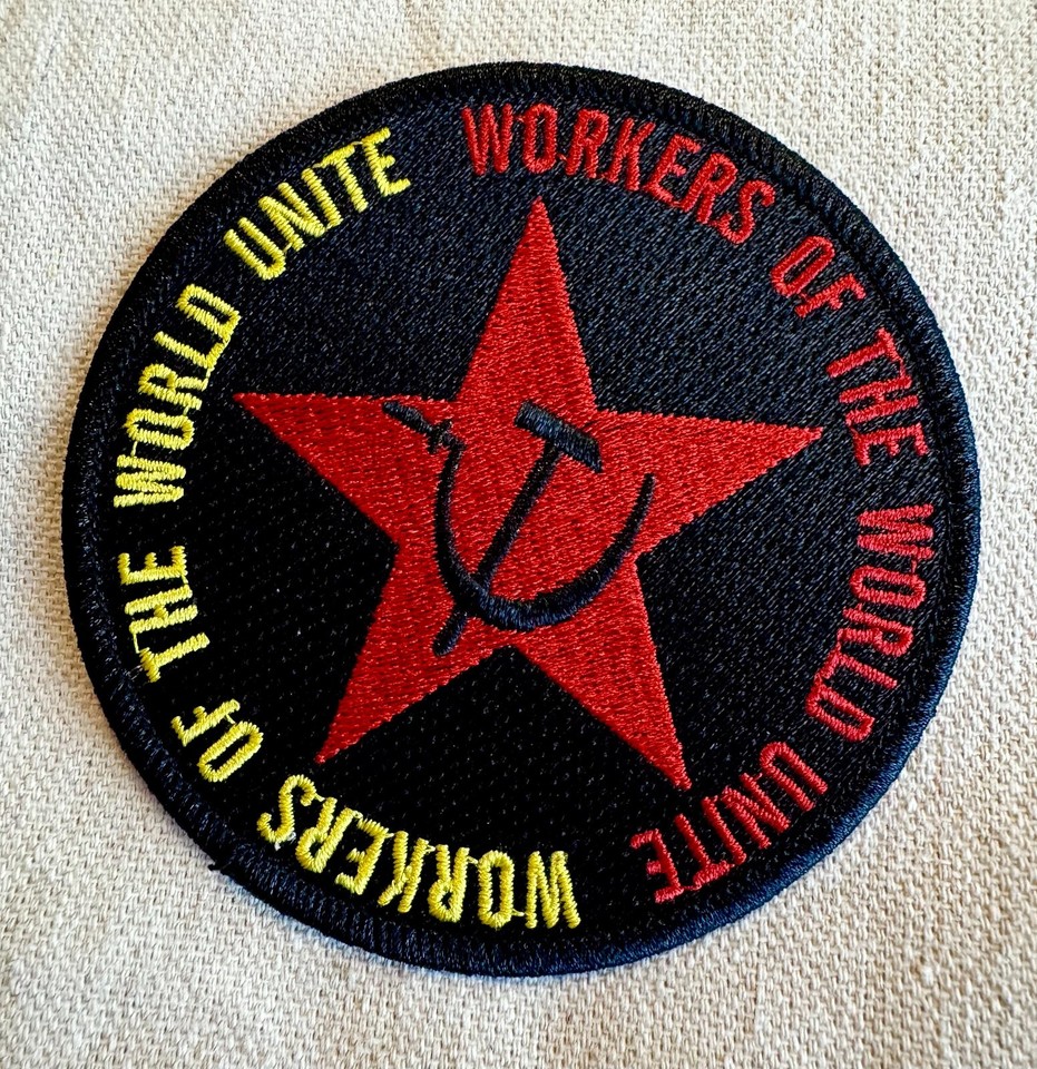 COMMUNIST MOTTO PATCH - WORKERS OF THE WORLD UNITE iron-on embroidered ...