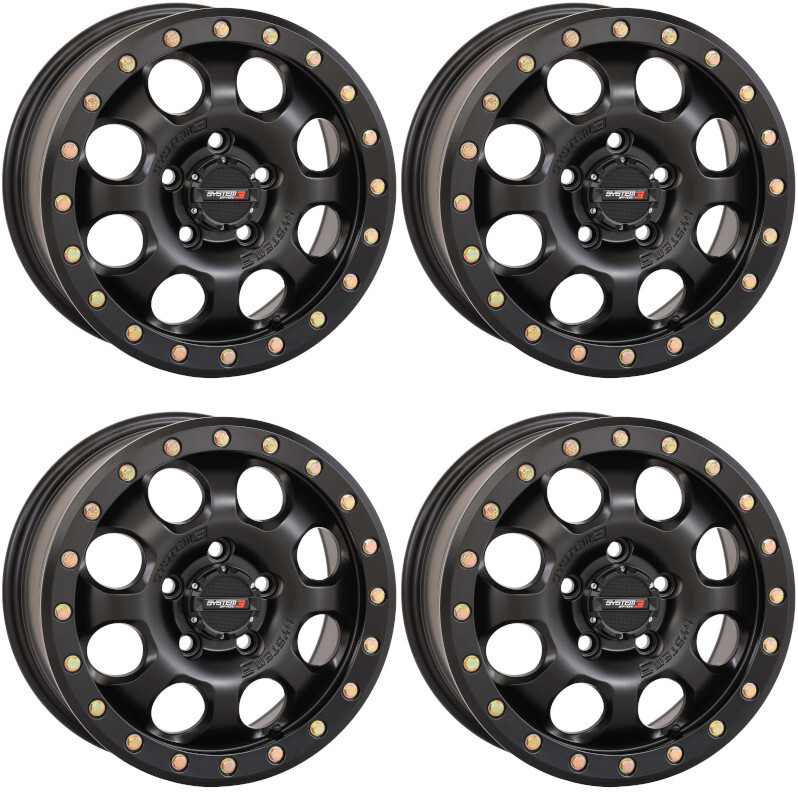 4 ATV/UTV Wheels Set 18in System 3 SB-7 Beadlock Matte Black 5/4.5 4+3 ...